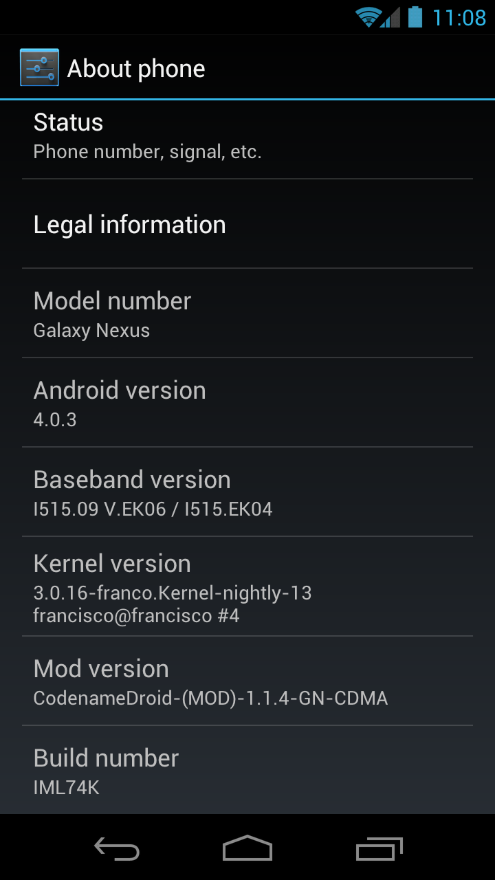 Galaxy Nexus ROM Review: Codename Android v1.1.4 - Talk Android