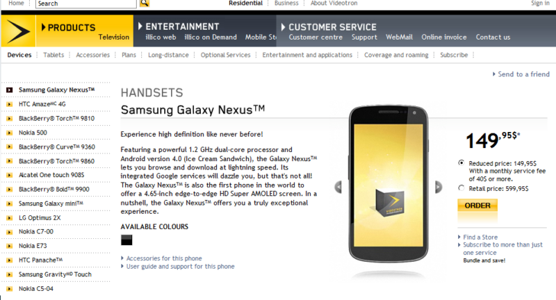 Videotron Officially Adds Galaxy Nexus To Its Lineup, Available For ...