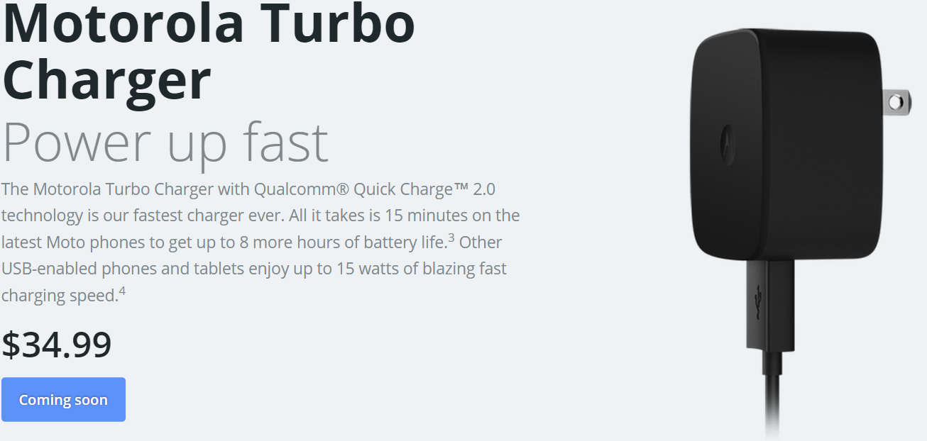 Motorola Turbo Charger goes live on Motorola's website with $35 price ...