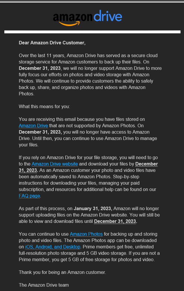 Amazon Drive cloud storage is shutting down on December 31st- Here are ...