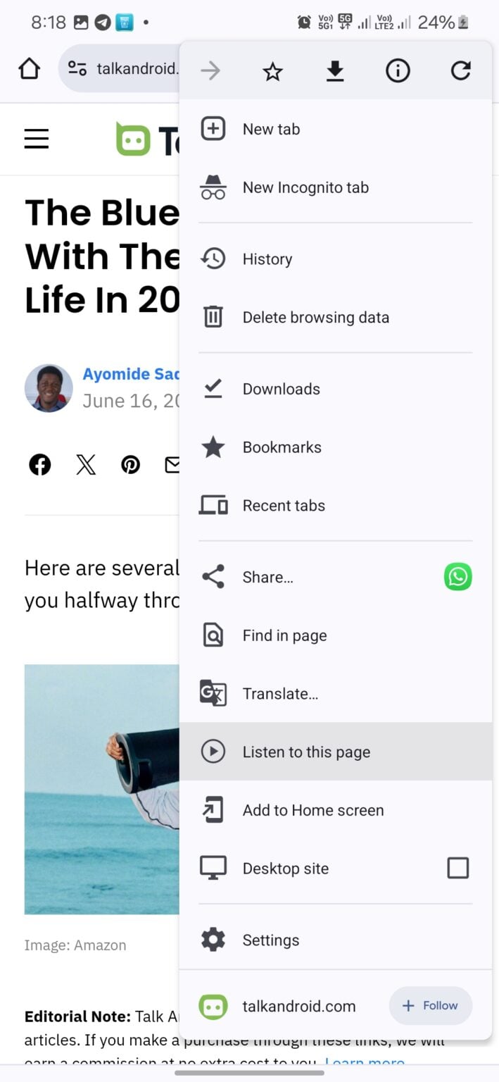 How To Enable 'Listen To This Page' On Chrome - Talk Android
